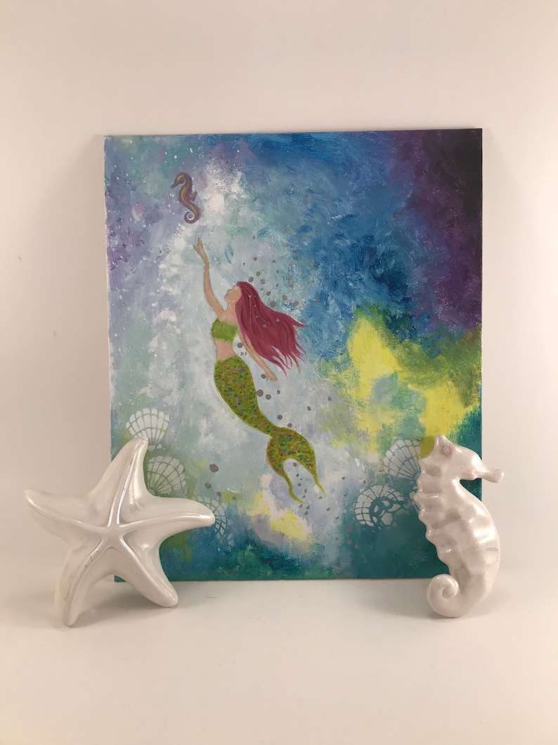 Mermaid Print ,mermaid Painting, Home Decor, Ocean, Acrylic Mermaid ...