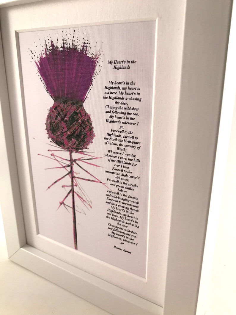 Scottish thistle poem print in frame Scottish art gift | Etsy