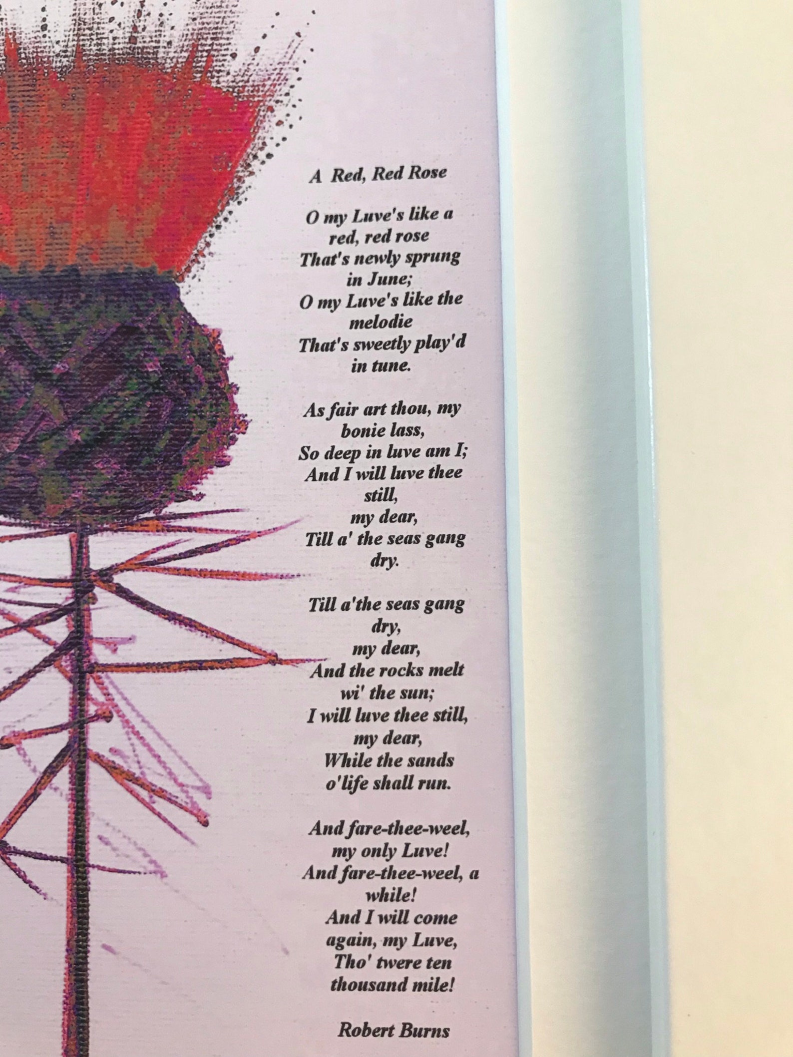 Scottish Thistle Framed Print Robert Burns Poem Scottish - Etsy UK