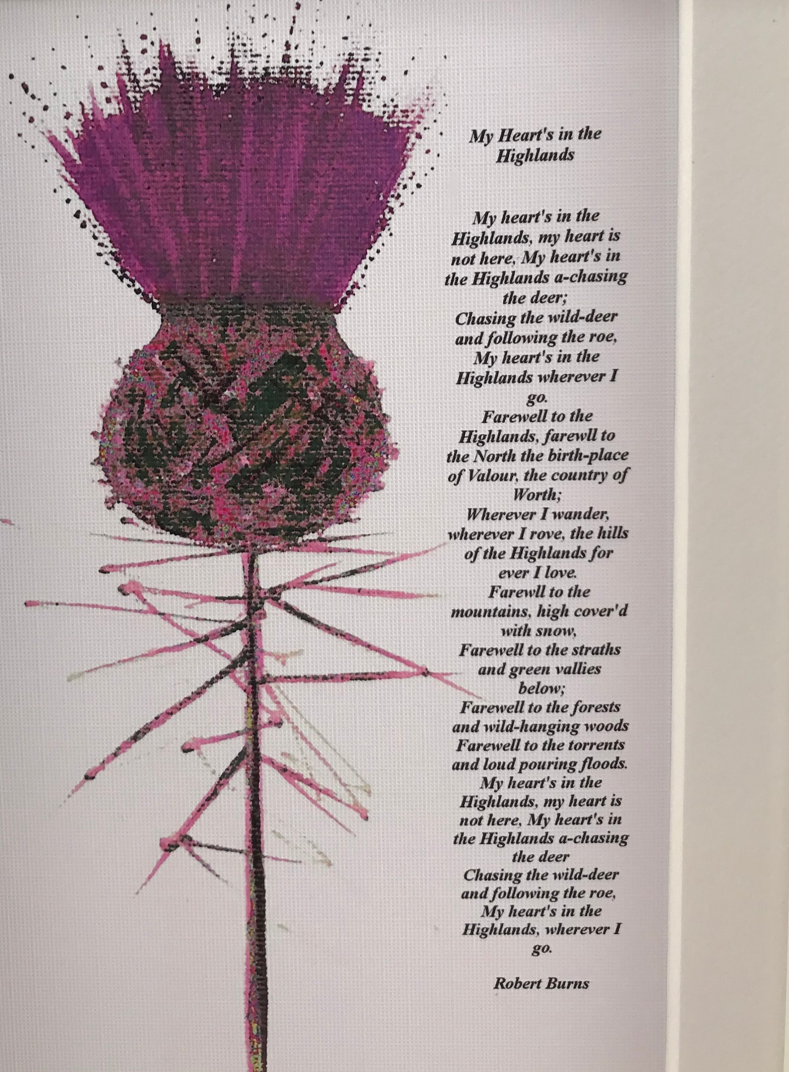 Scottish thistle poem print in frame Scottish art gift | Etsy