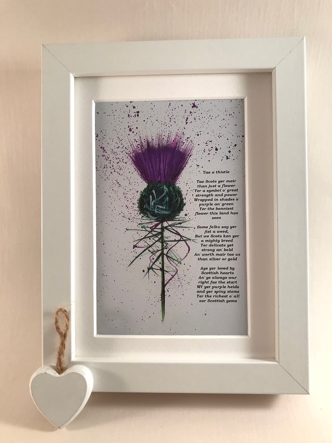 Scottish Thistle Art Print With Poem in White Frame - Etsy UK