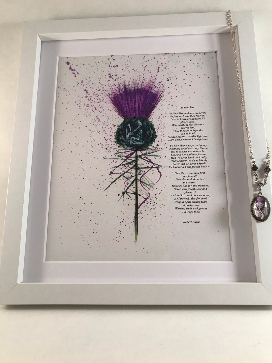 Scottish Thistle Art Print: 'ae Fond Kiss' Poem - Etsy UK