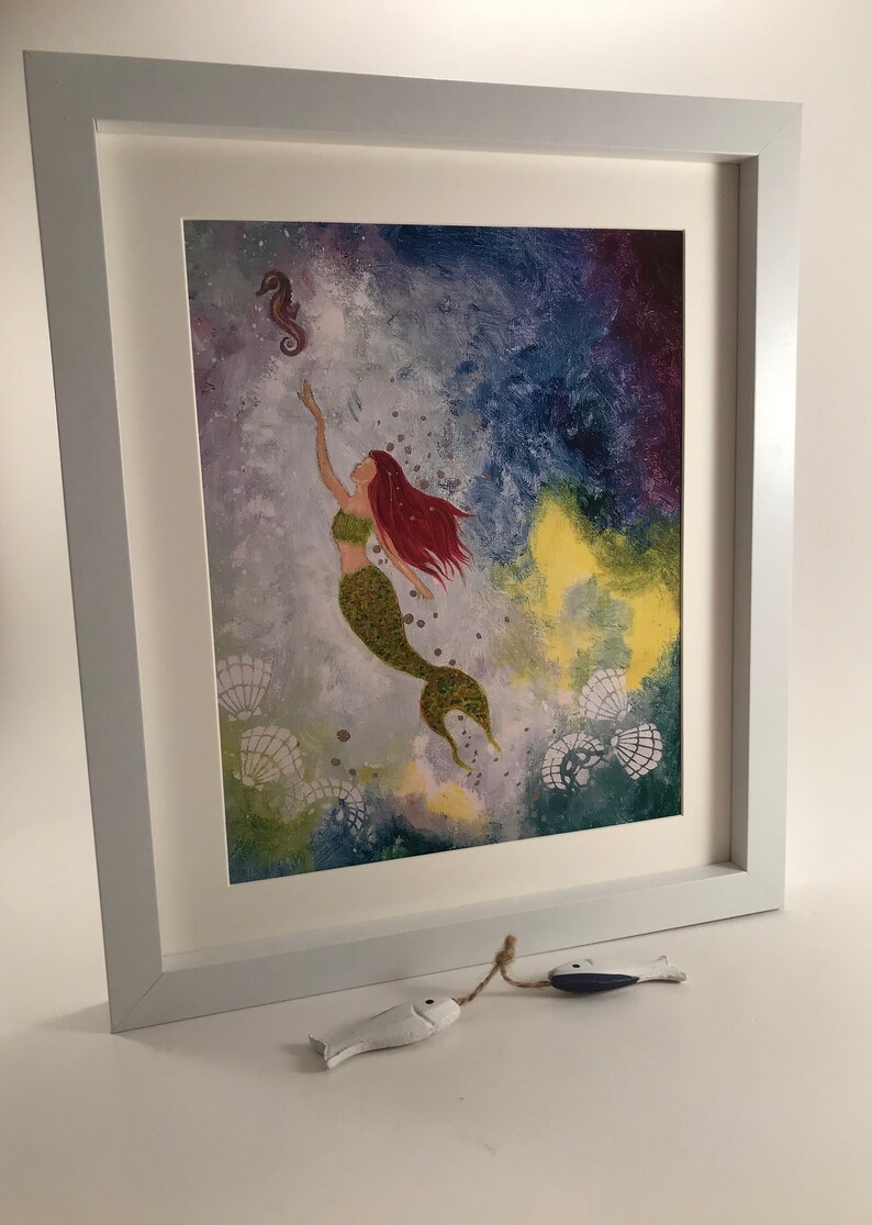 Mermaid Print ,mermaid Painting, Home Decor, Ocean, Acrylic Mermaid ...