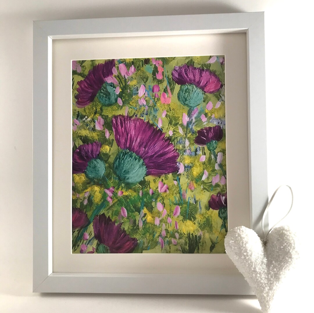 Scottish Thistle Print Impressionist Style, Scottish Art, Scottish Gift ...