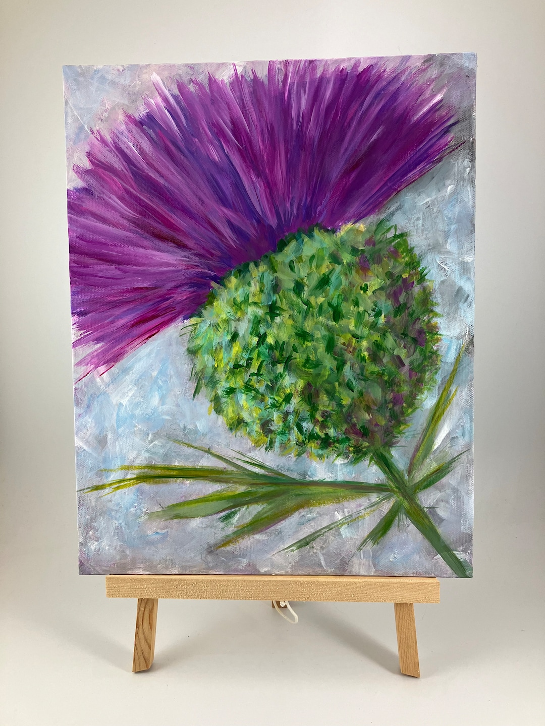 Scottish Thistle Painting on Canvas Board 14x11 Inch, Scottish Thistle ...