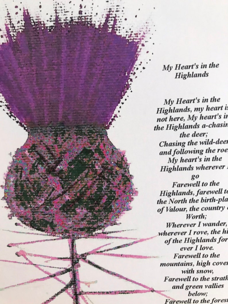 Scottish Thistle Art Print: Robert Burns Poem, Highland Home Decor ...
