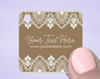 Kraft & White Lace Personalized Tear off Hang Tags D00085-03 | Etsy