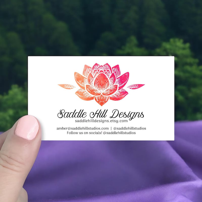 Lotus Business Cards Template - Etsy
