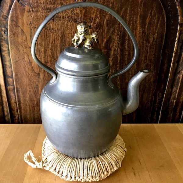 Antique Chinese Teapot With Pewter On - Etsy