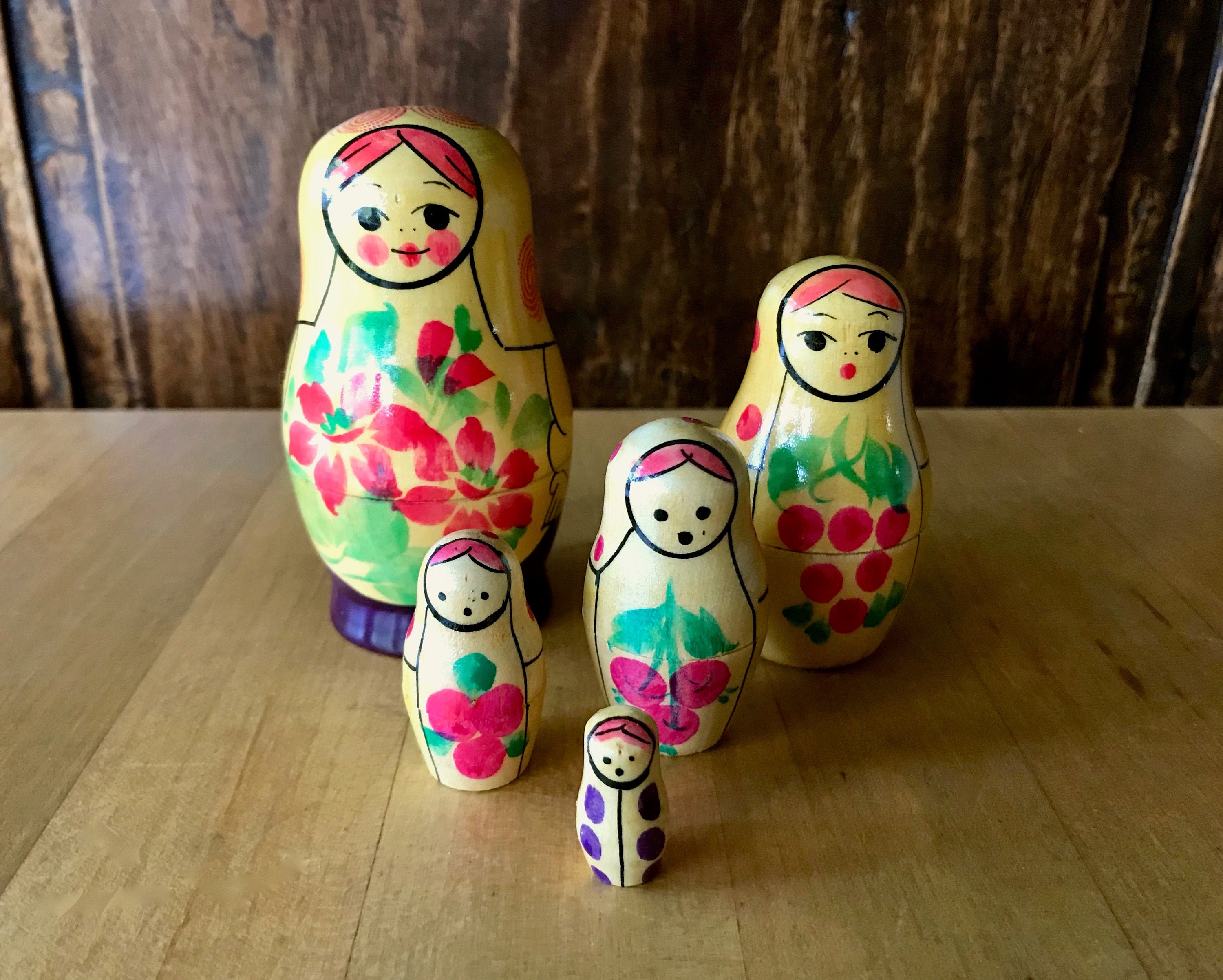 Vintage Traditional Matryoshka Wooden Nesting Dolls Set of 5 - Etsy