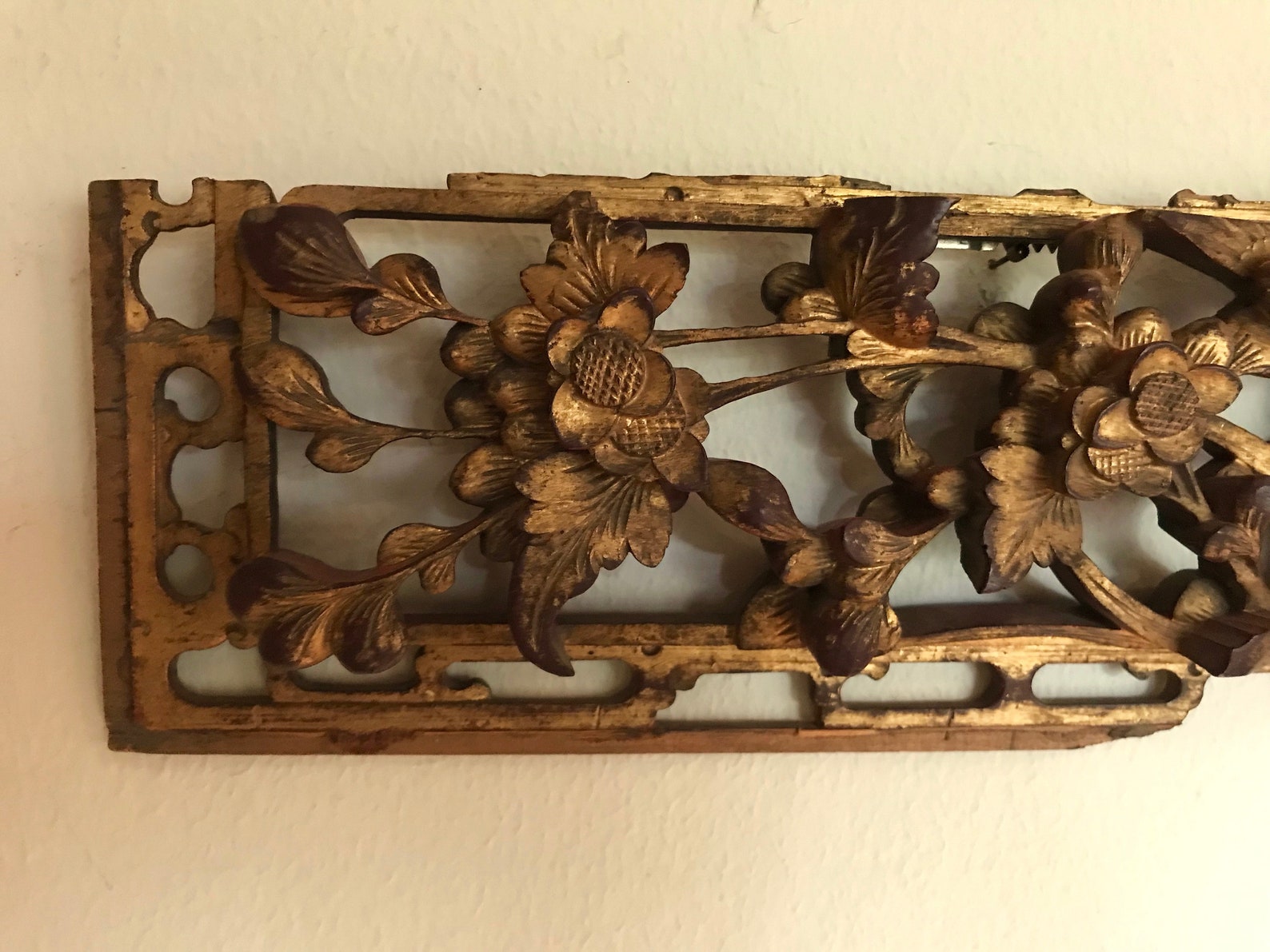 Antique Carved Wood Chinese Wall Panel: Gold Leaf Birds & Flowers - Etsy