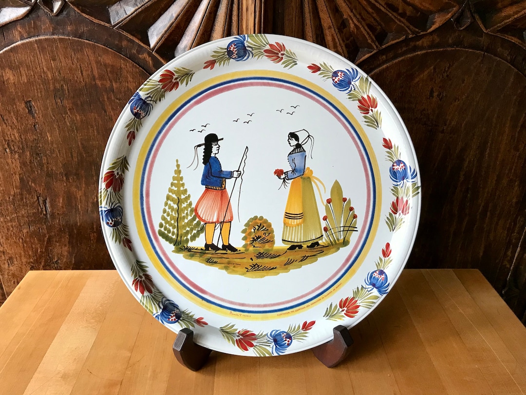 Vintage Henriot Quimper Tin 13" Serving Tray by Massilly France - Etsy