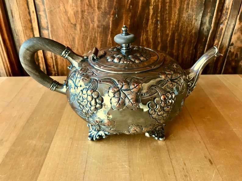 Repousse Silver & Copper Teapot: Antique Grape Vine Design - Etsy