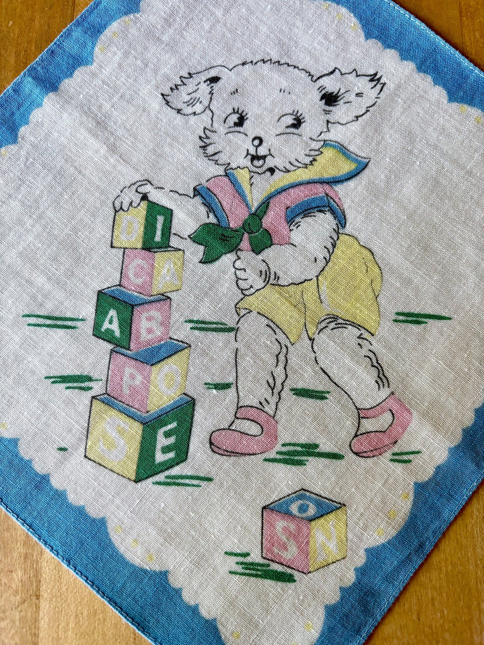 Vintage Baby Handkerchief With Puppy Dog and Blocks - Etsy
