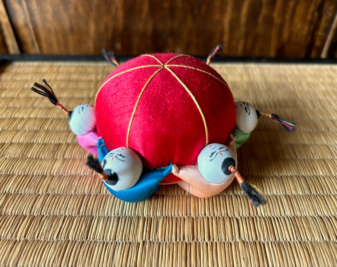 Vintage Chinese Pin Cushion With Doll Mini Figures on Red Silk - Etsy