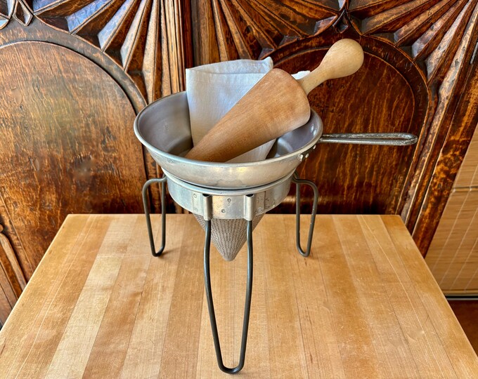 Vintage Chinois Cone Shaped Sieve With Wooden Pestle - No.8 Wear-ever ...