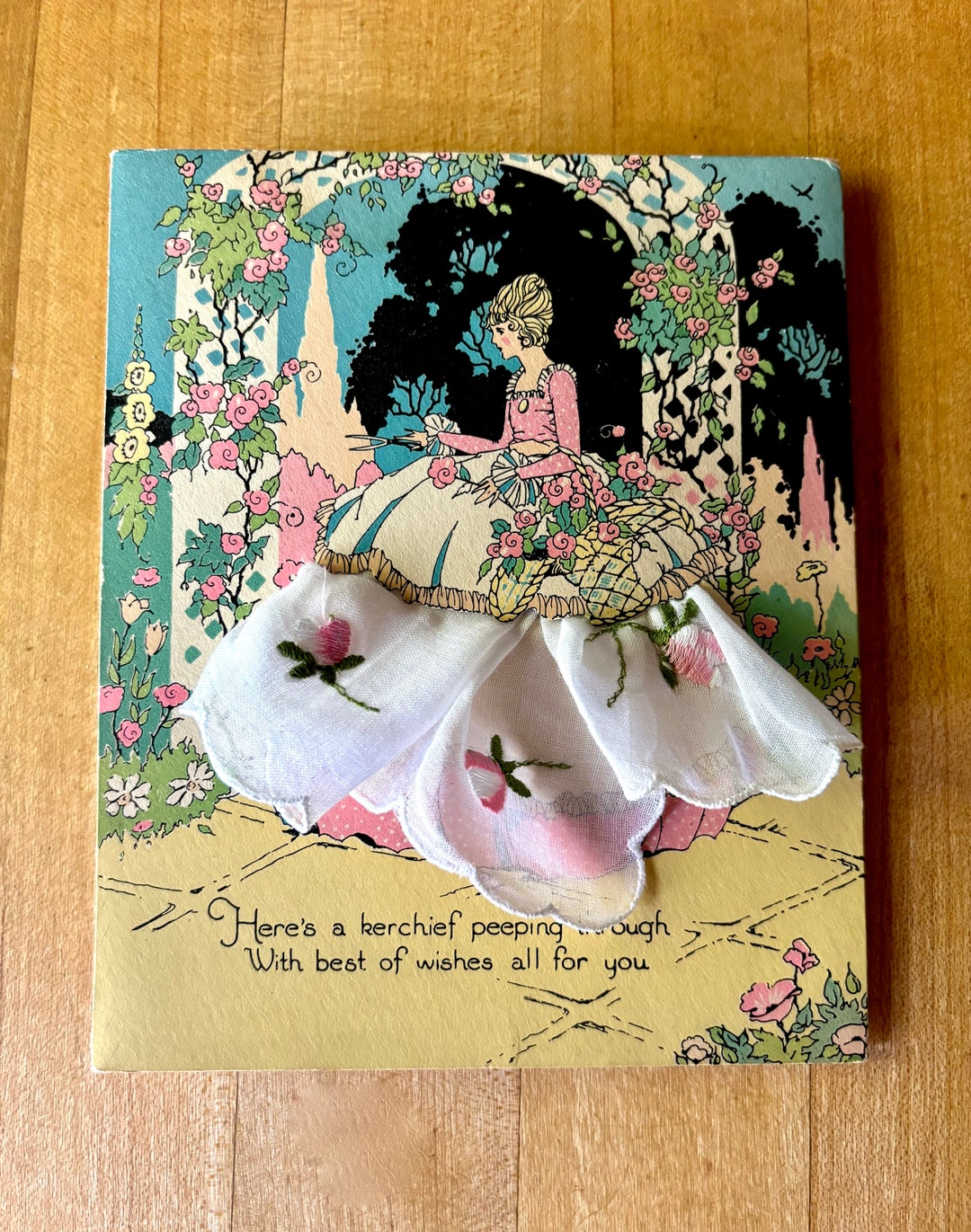 Vintage Handkerchief Fold up Card With Floral Handkerchief - Etsy