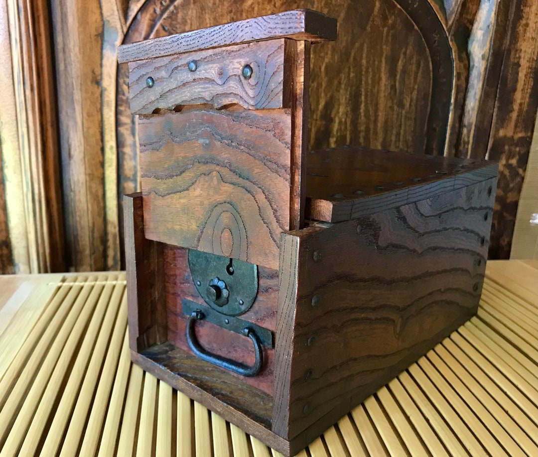 Coin Box Antique Japanese Keyaki Wood With Iron Fittings - Etsy