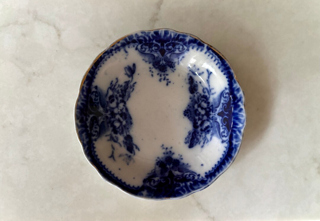 Antique Flow Blue Butter Pat Dish - Etsy