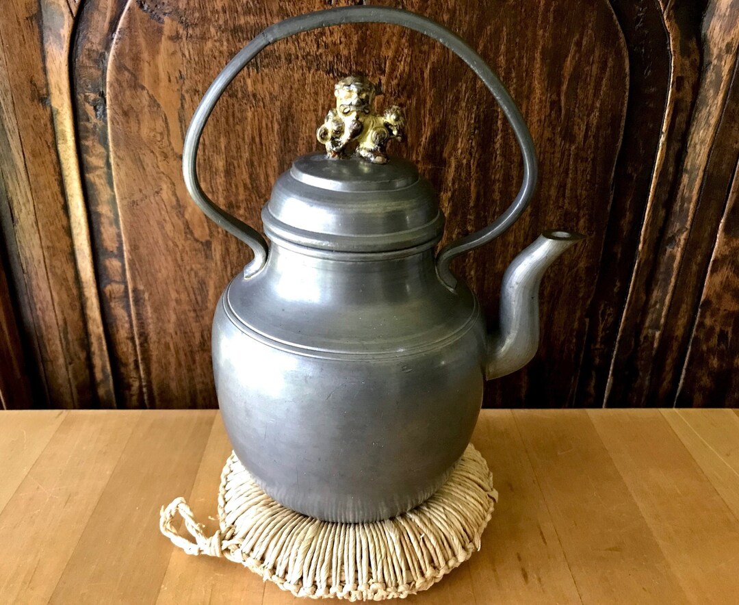 Antique Chinese Pewter Paktong Teapot With Gold Foo Dog on Lid - Etsy