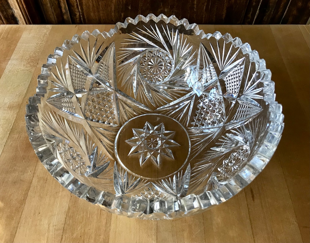Antique Heavy Lead Art Crystal Brilliant Centerpiece Bowl - Etsy