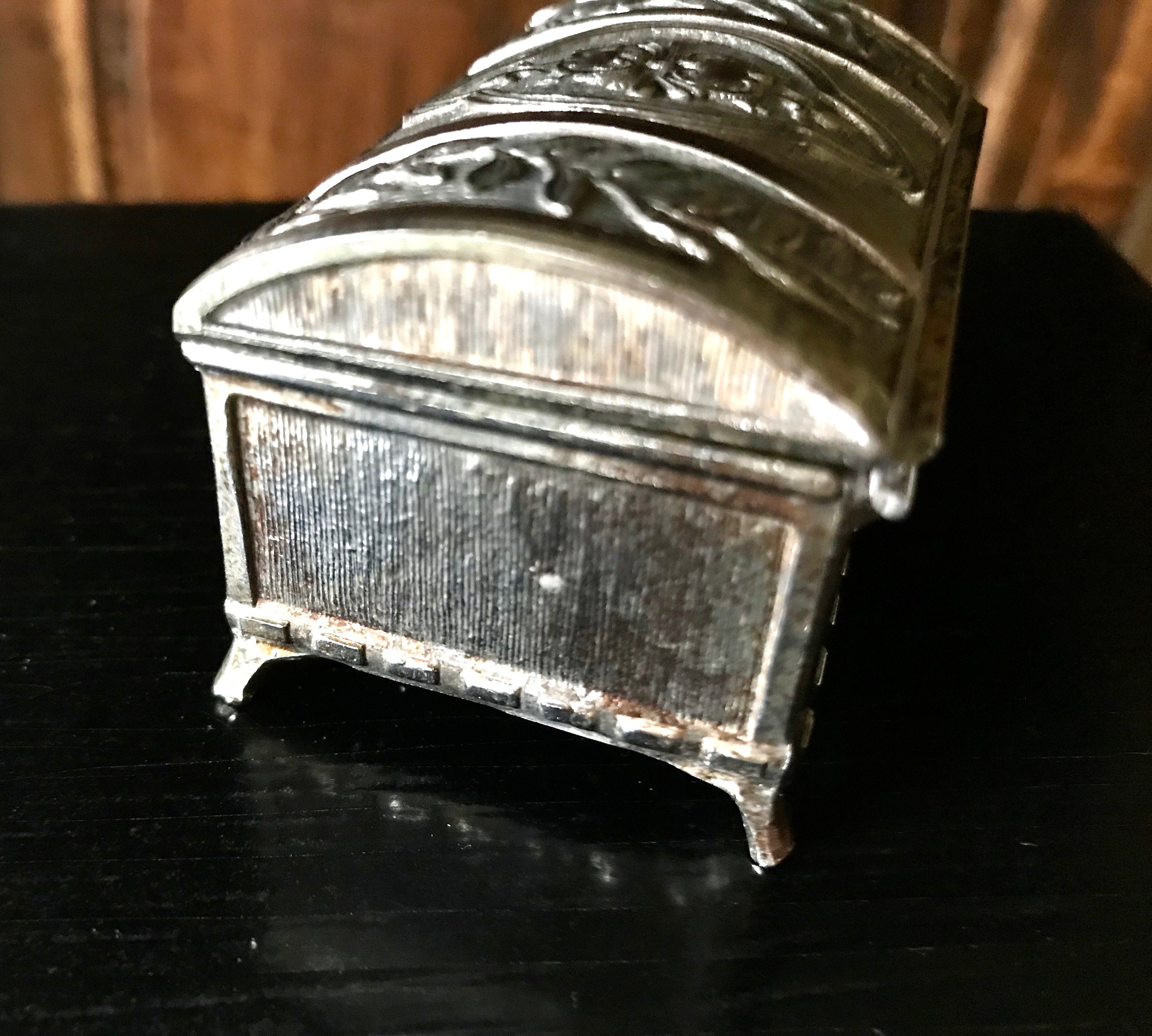 Repousse' Embossed Silvertone Small Chest Jewelry Box with | Etsy