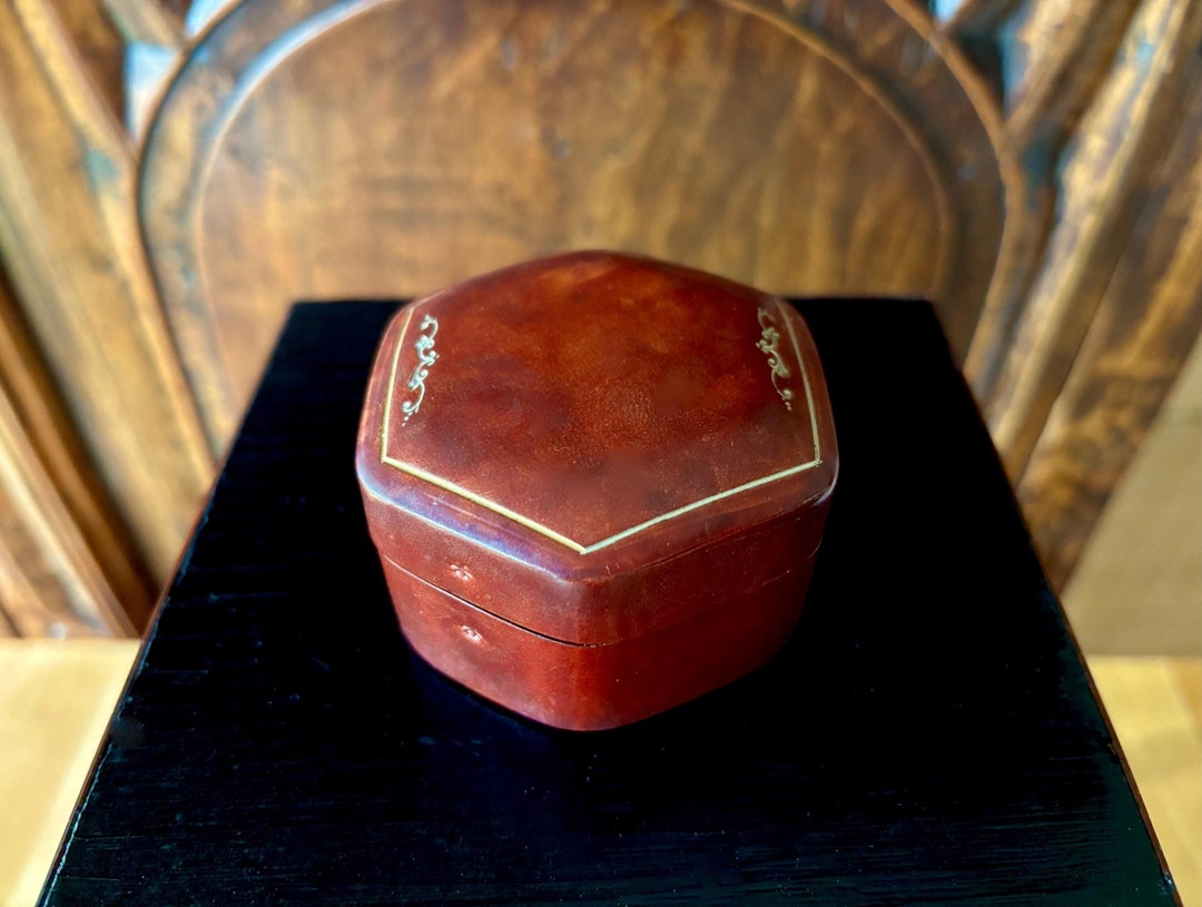Vintage Italian Leather Box With Gold Tooled Embossing Marked Made ...