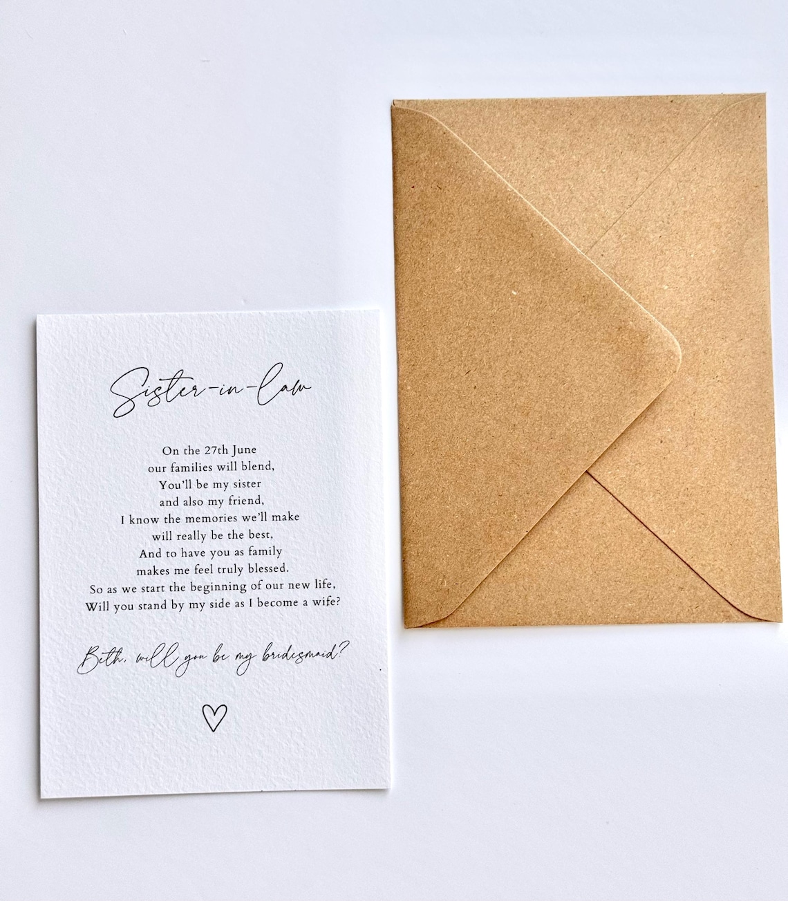 Sister-in-law Bridesmaid Proposal Card, Bridal Party Proposal Card ...