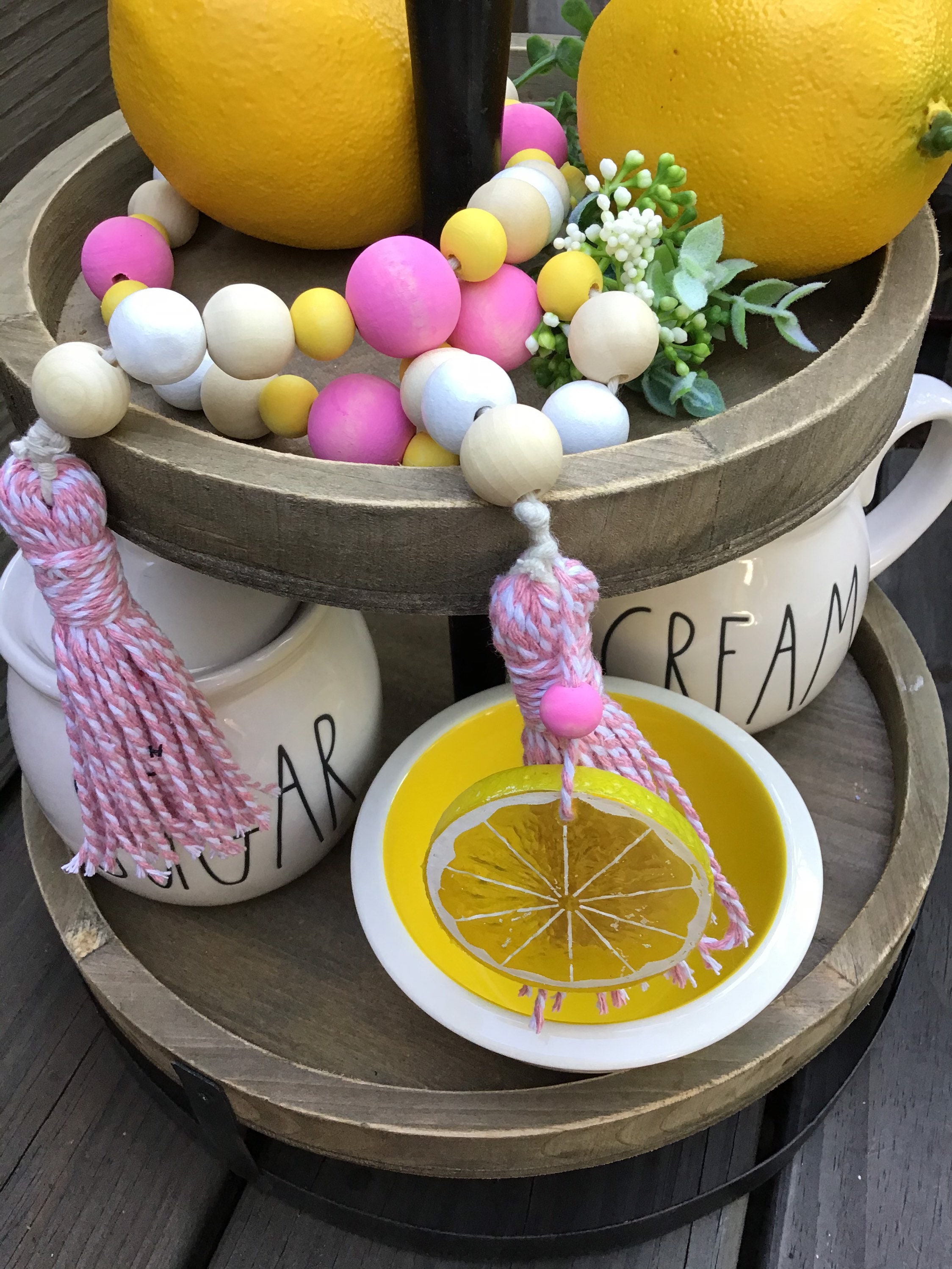 Farmhouse Lemon Bead Garland Pink Lemonade Farmhouse Bead | Etsy