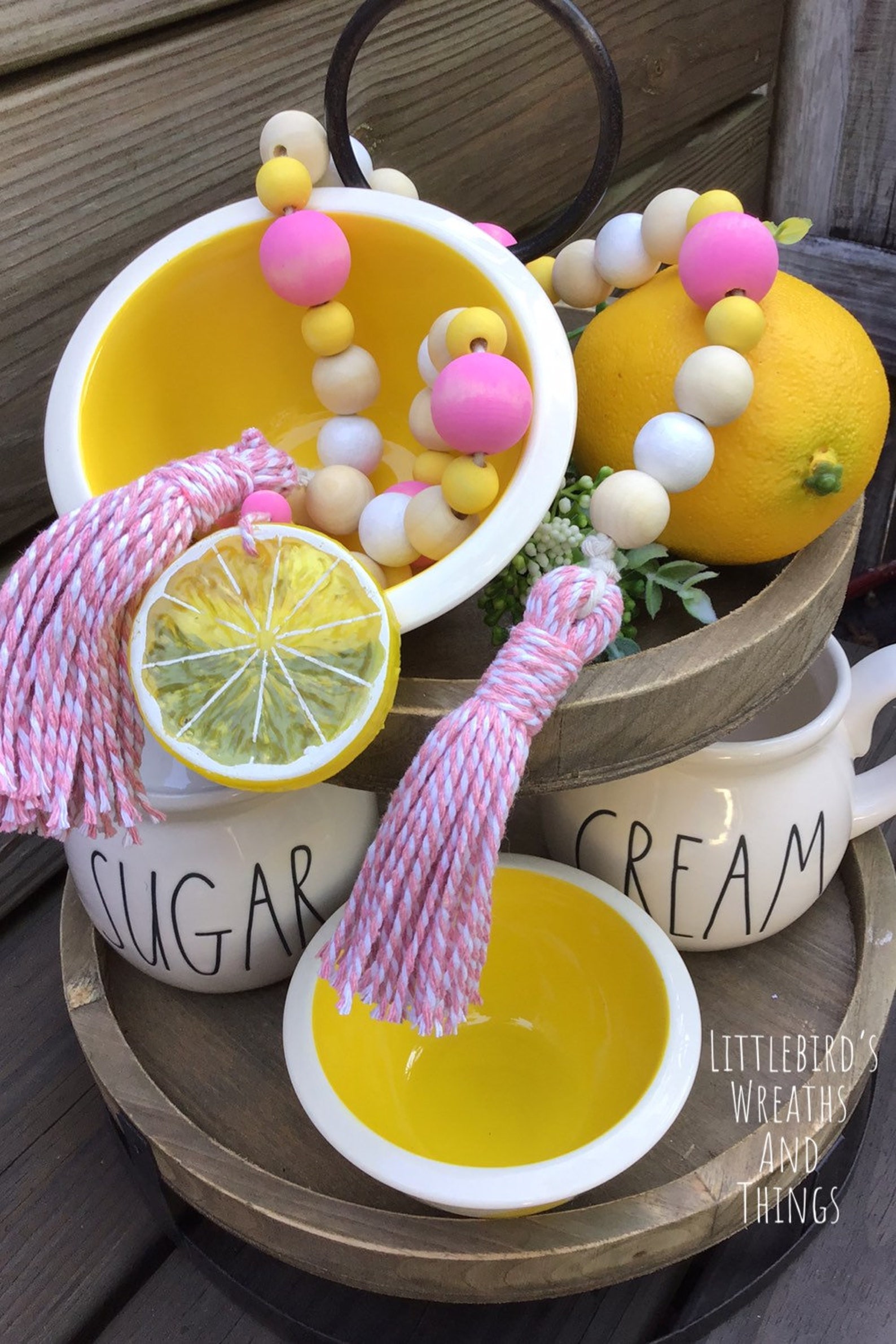 Farmhouse Lemon Bead Garland Pink Lemonade Farmhouse Bead - Etsy
