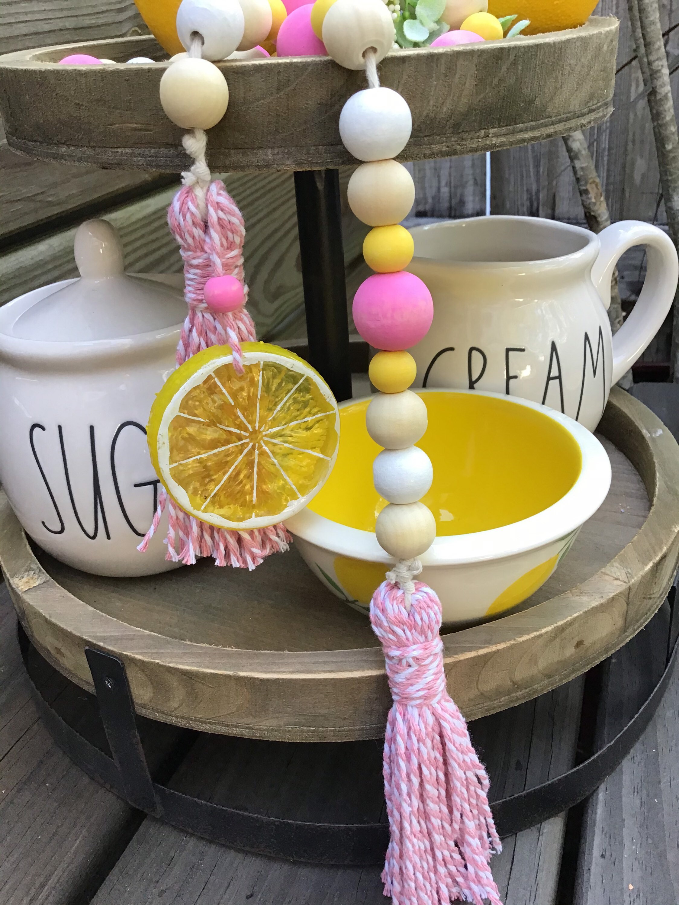 Farmhouse Lemon Bead Garland Pink Lemonade Farmhouse Bead | Etsy