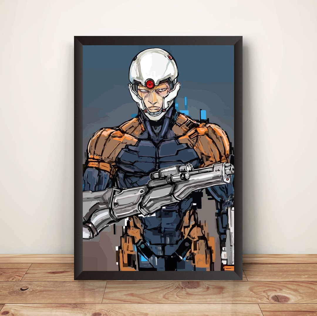 Gray Fox Cyborg Ninja Face Premium Poster (vectorized Design) - Etsy