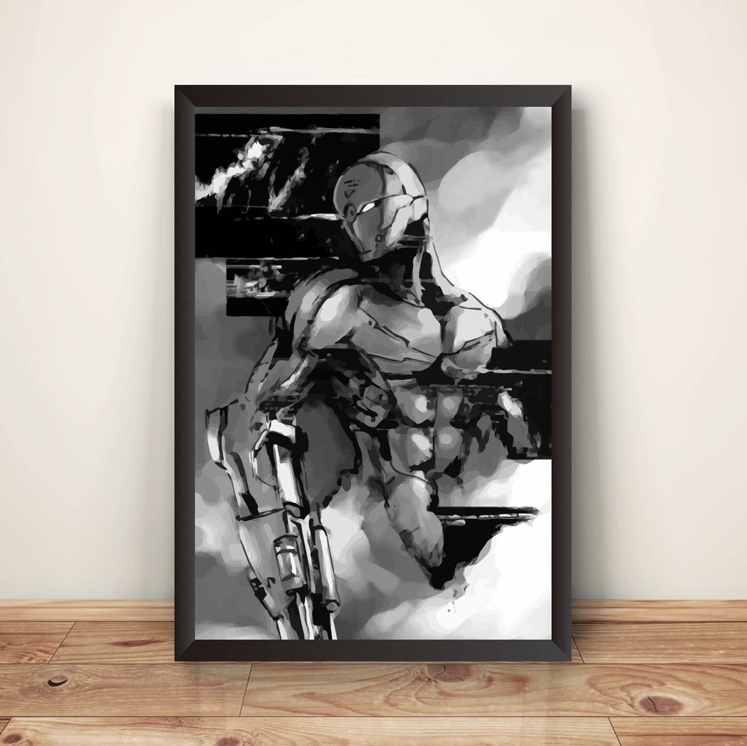 Grayfox Cyborg Ninja Frank Jaeger Grayscale Premium Poster (vectorized Design) - Etsy