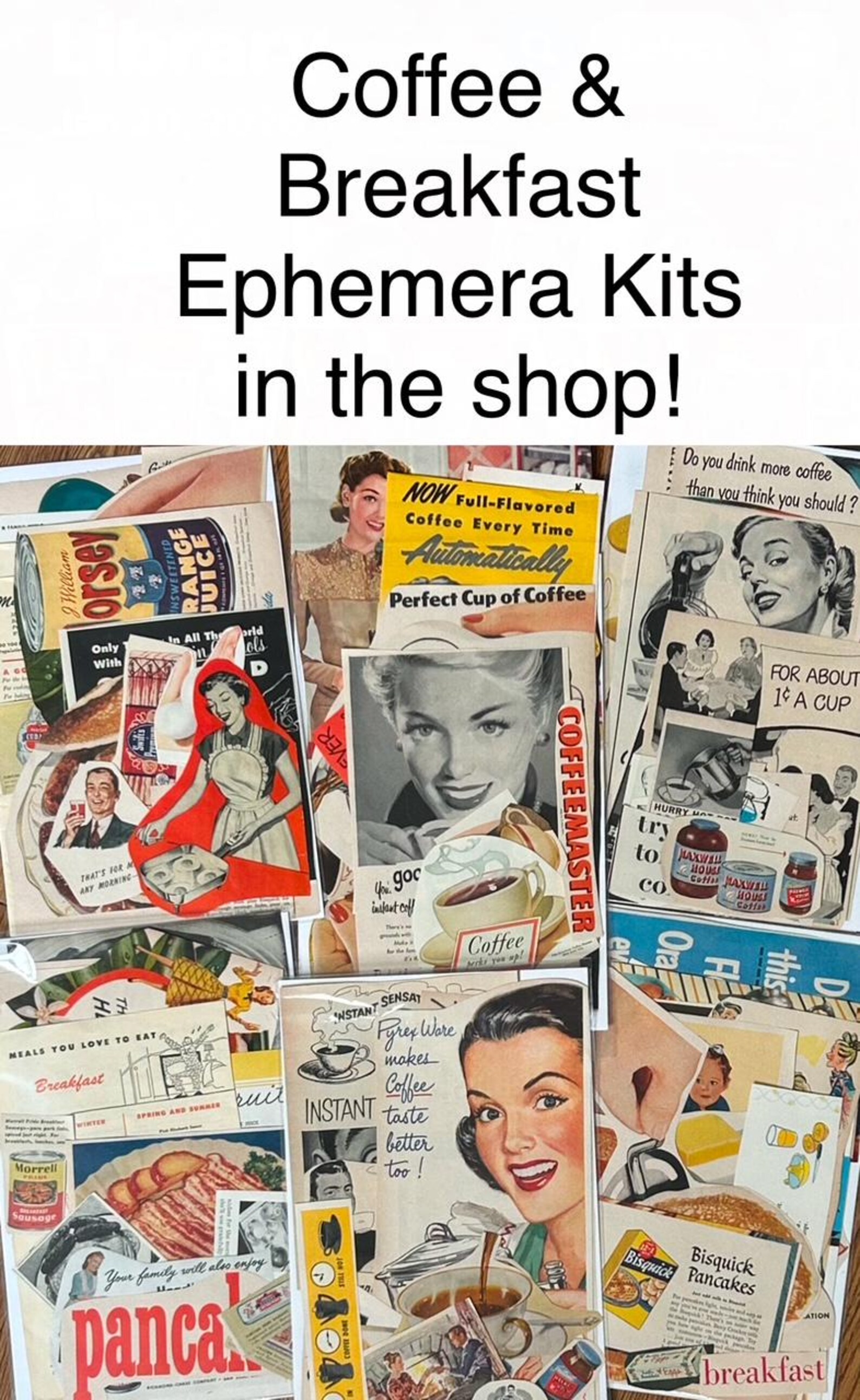 Vintage Mid Century Ephemera BREAKFAST C Kit Kitchen Paper Pack ...