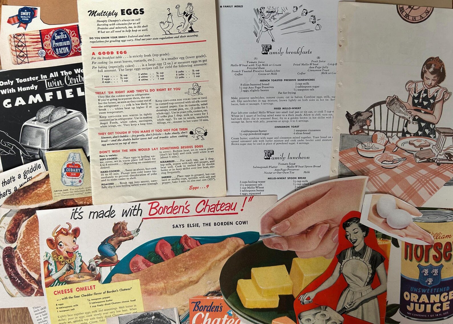 Vintage Mid Century BREAKFAST Ephemera Kit Kitchen Paper Pack Cookbook ...