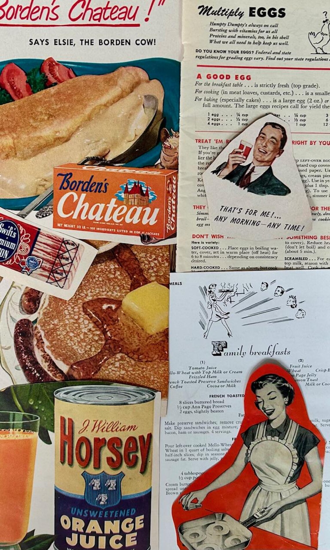 Vintage Mid Century Ephemera BREAKFAST C Kit Kitchen Paper Pack ...