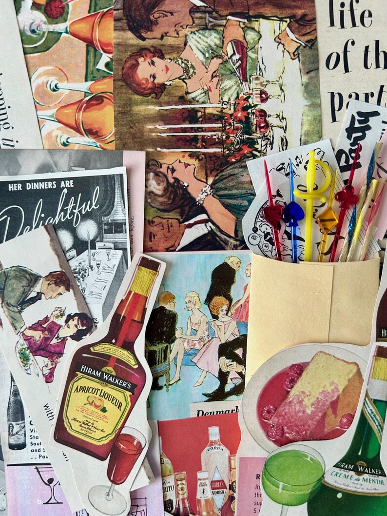 Vintage Cocktails Ephemera MCM Paper Pack COCKTAIL PARTY Sampler ...