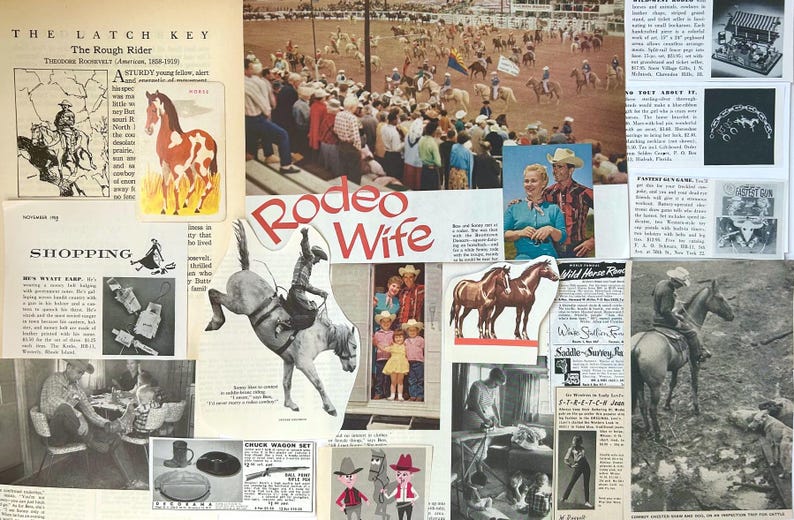 Vintage Cowboy Ephemera Paper Pack rodeo Wife Western Mid Century ...