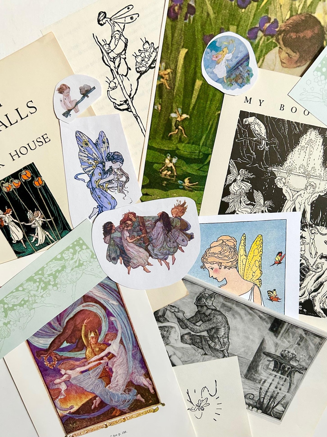 Vintage FAIRY Ephemera Paper Pack Mid Century Junk Journal Kit FAIRIES ...