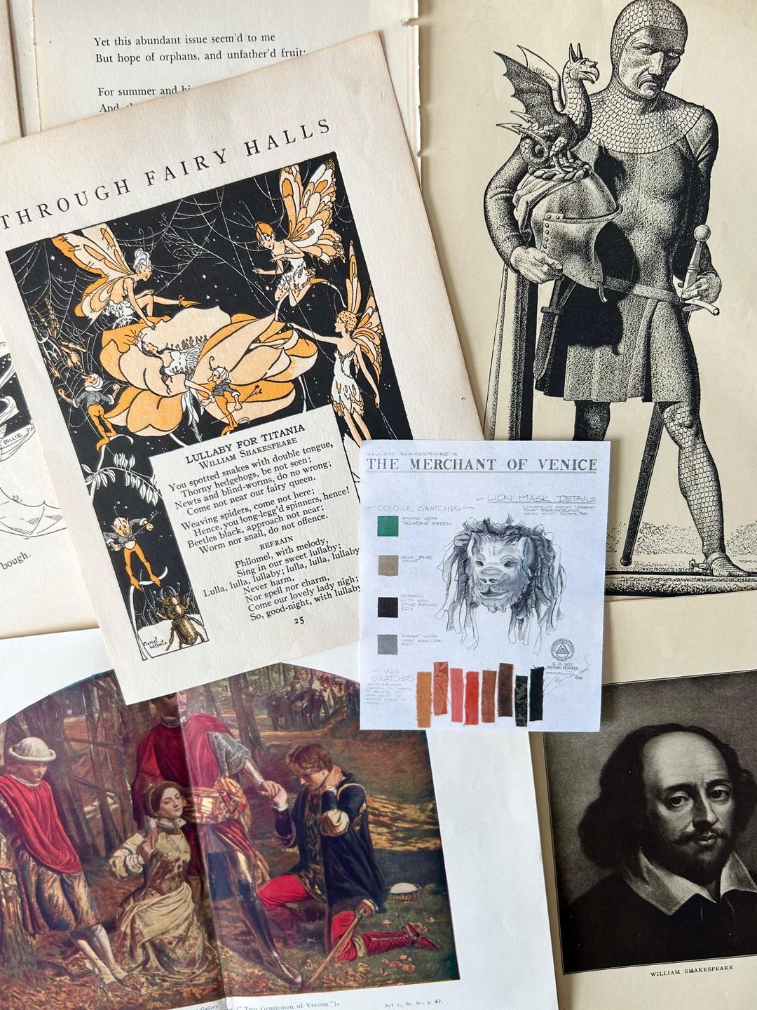 Vintage Shakespeare Ephemera Collage Art Kit Plates Book Pages Plays ...