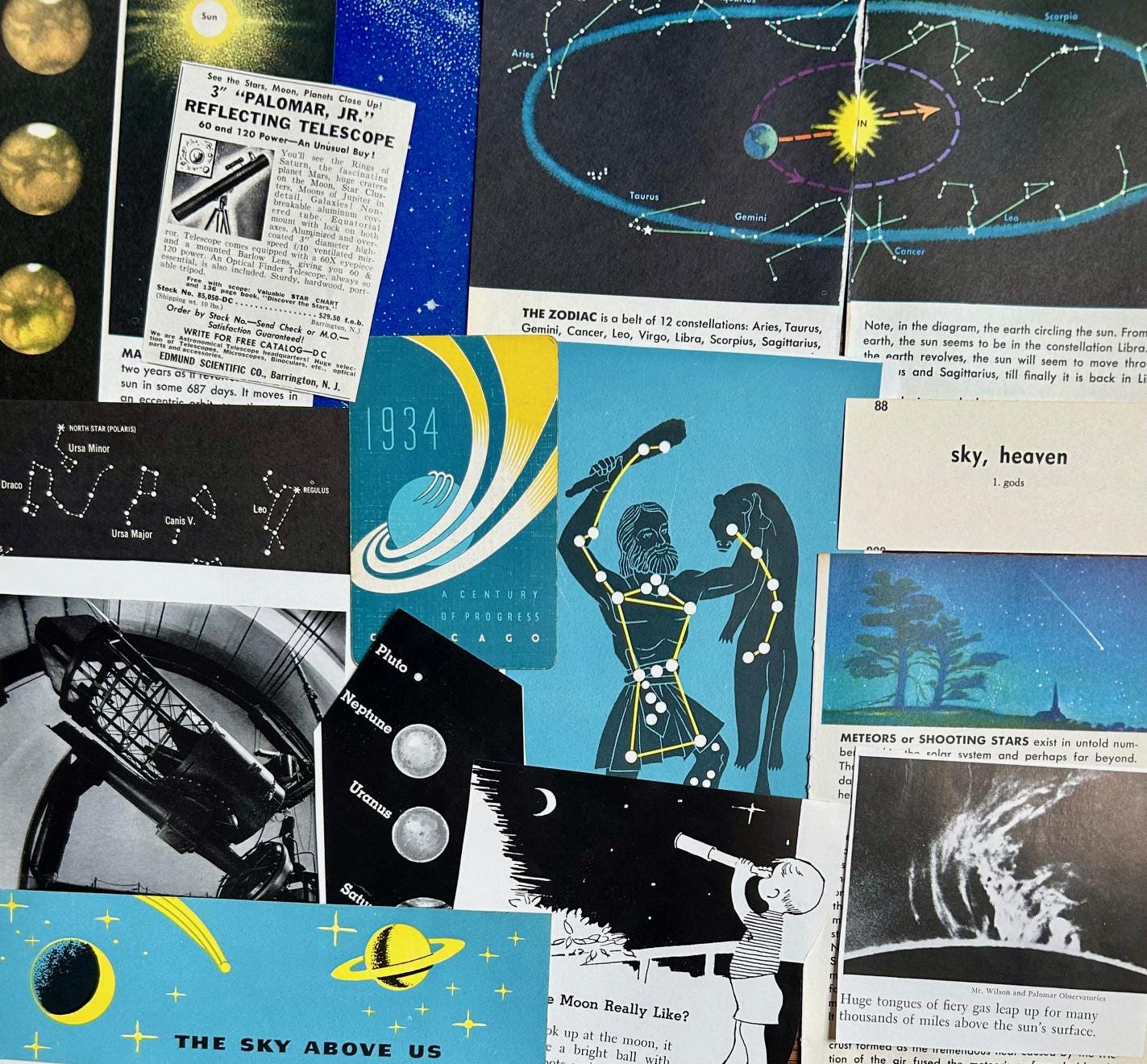 Vintage Space Stars Ephemera Pack Celestial Moon Zodiac Constellations ...
