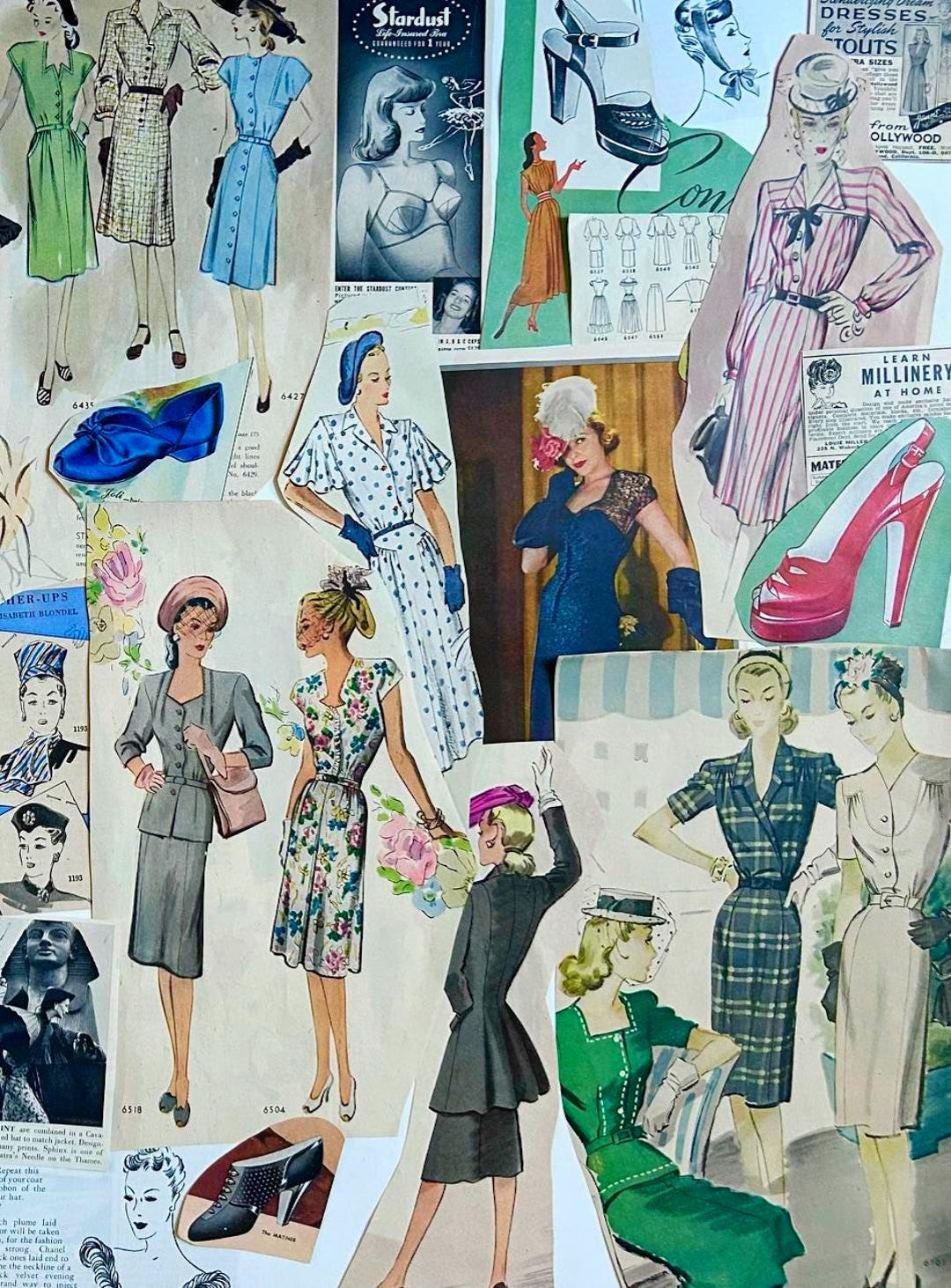 Vintage Fashion Ephemera Pack: 1940s-50s Magazine Clippings - Etsy