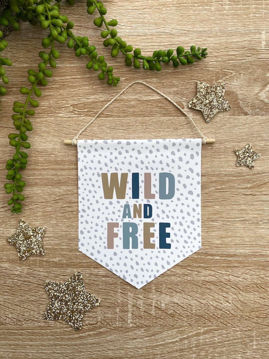 WILD AND FREE Pennant Flag Banner | Boho Nursery Banner | Kids Wall ...