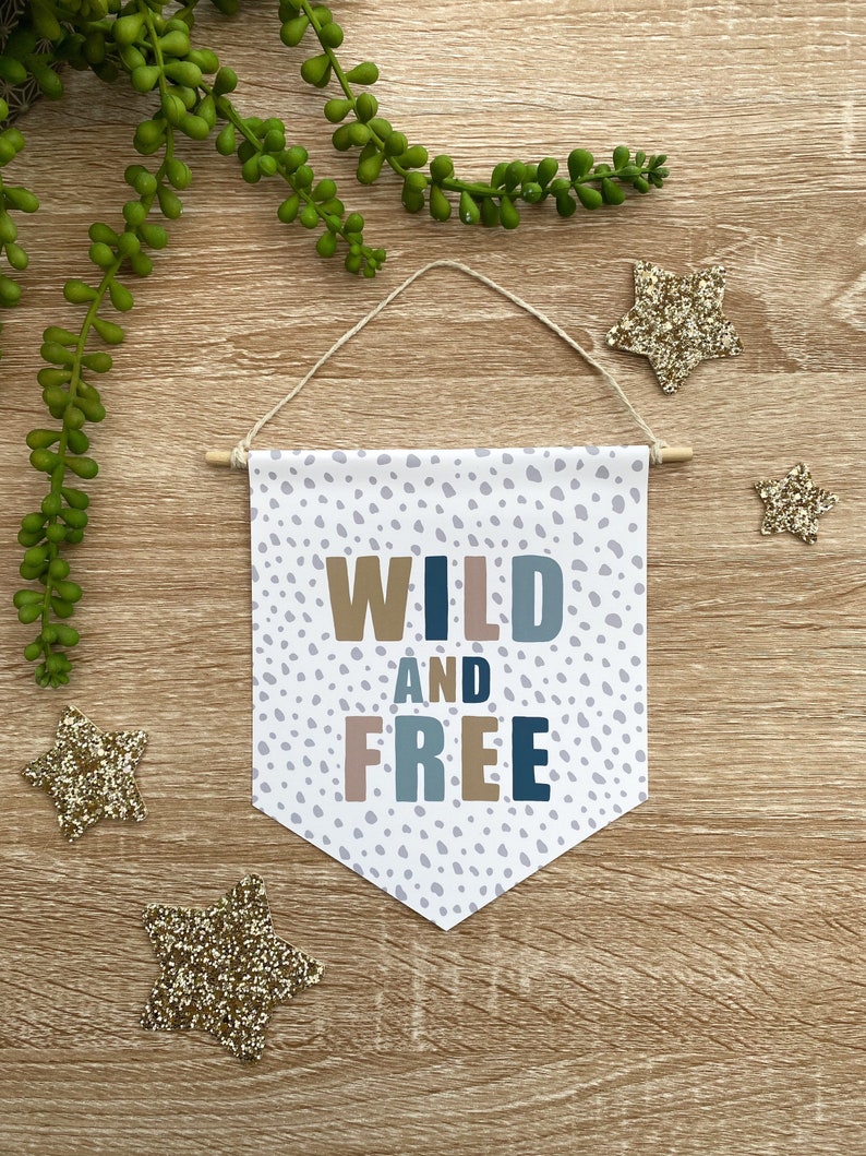 WILD AND FREE Pennant Flag Banner Boho Nursery Banner Kids - Etsy UK