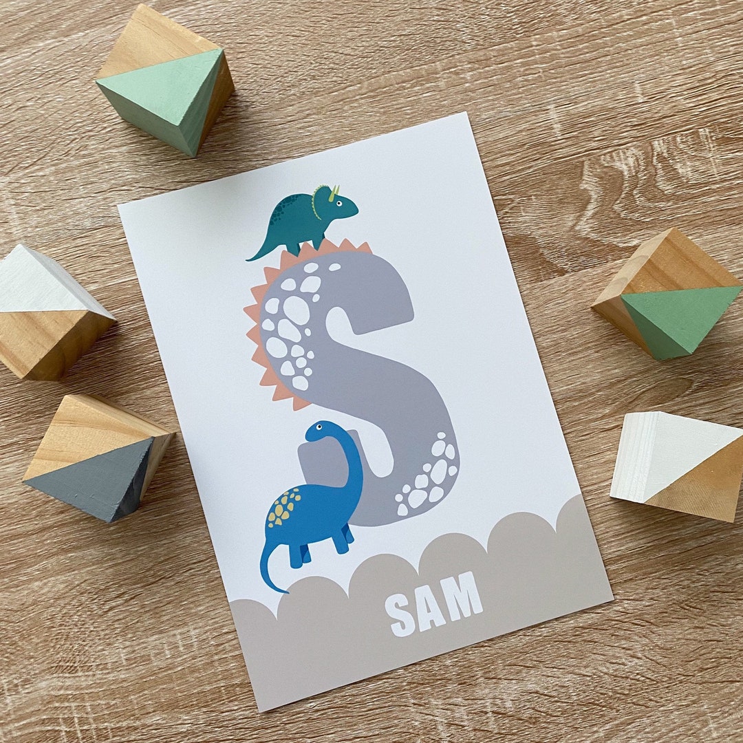 VARIOUS COLOURS | Dinosaur Kids Print | Dinosaur Decor | Personalised ...
