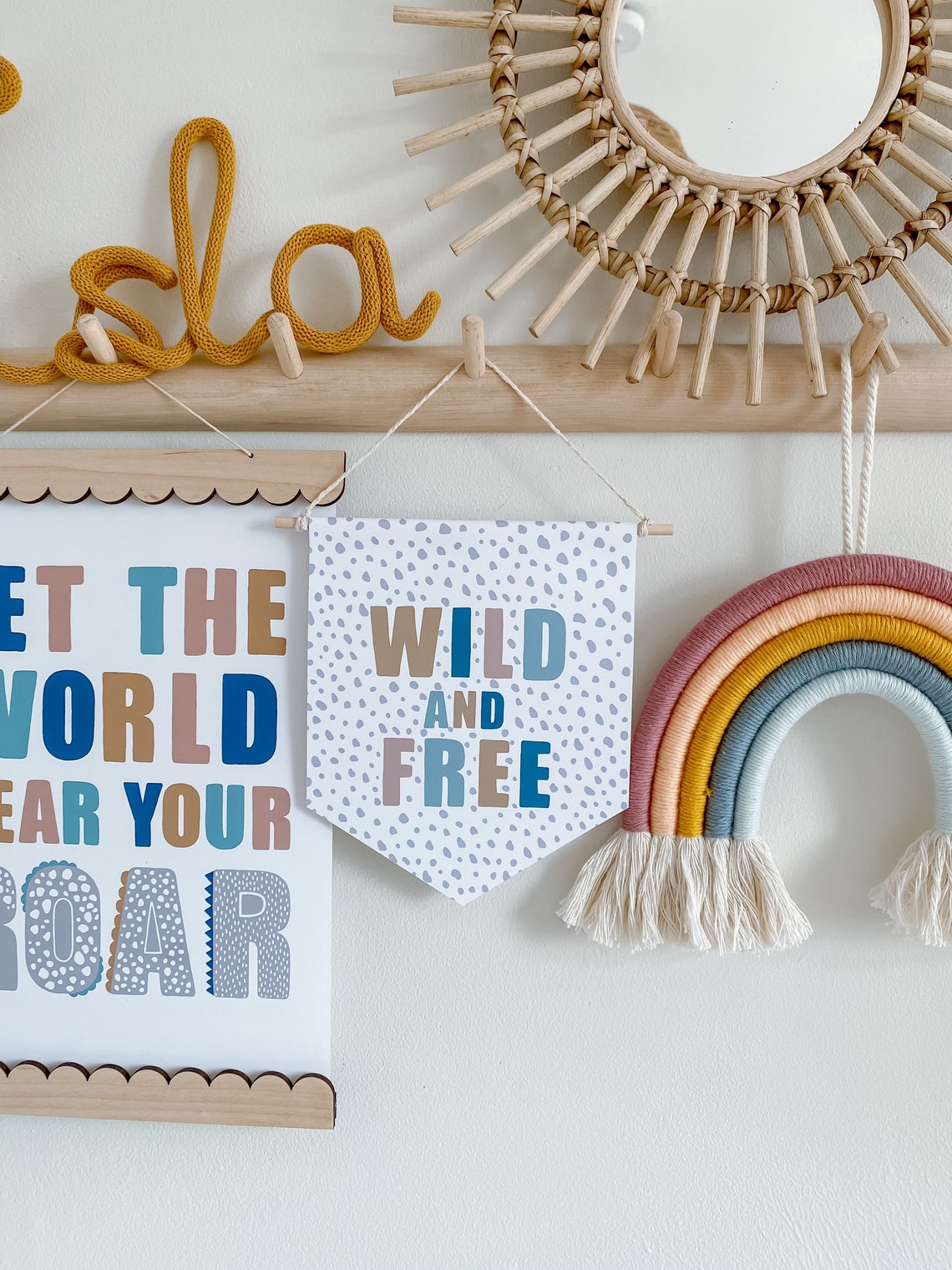 WILD AND FREE Pennant Flag Banner Boho Nursery Banner Kids | Etsy