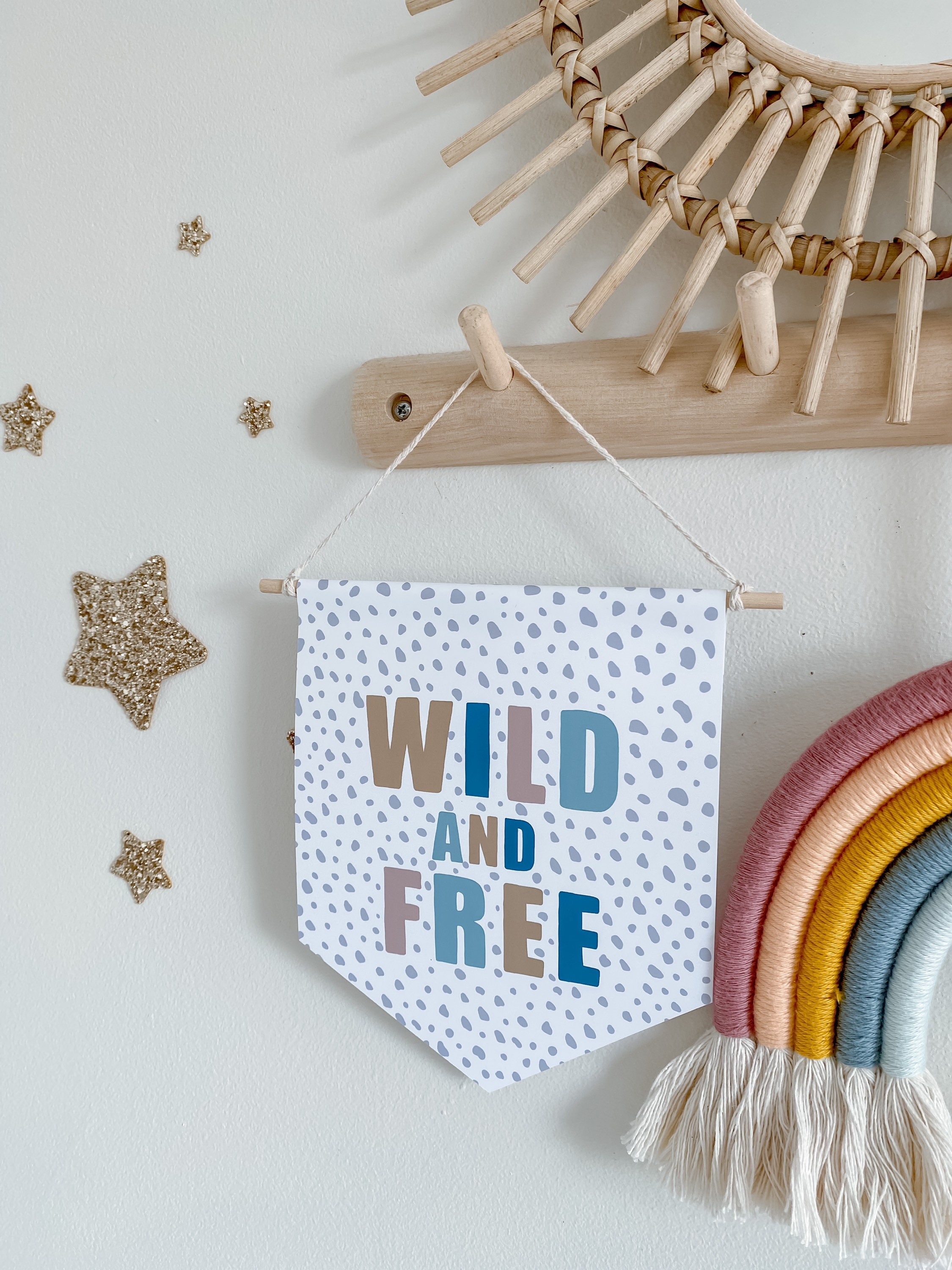 WILD AND FREE Pennant Flag Banner | Boho Nursery Banner | Kids Wall ...