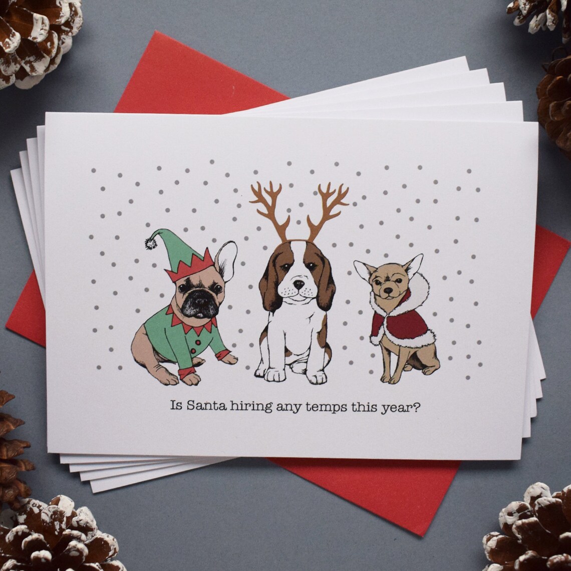 Pack of 5 Dog Christmas Cards, Christmas Card Pack, Christmas Cards ...