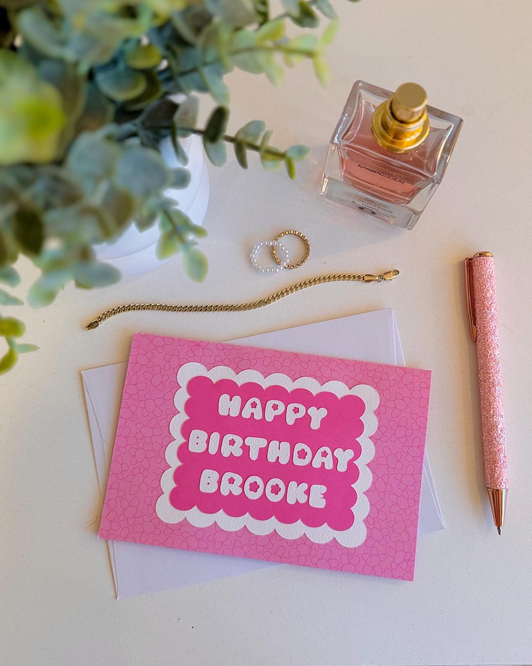 Custom Birthday Card – Personalized Name, Age, and Message – Pink ...