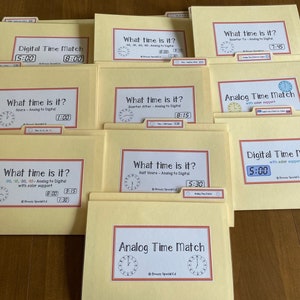 Telling Time File Folders for Special Education With Color Support (10 ...